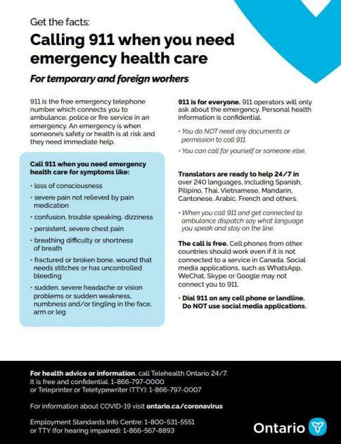 911 Fact Sheets for Temporary and Foreign Workers: Your rights are ...