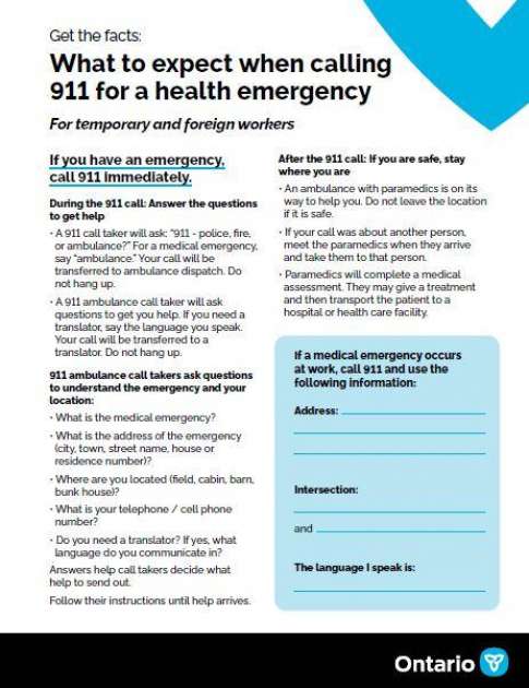 911 Fact Sheets for Temporary and Foreign Workers: Your rights are ...